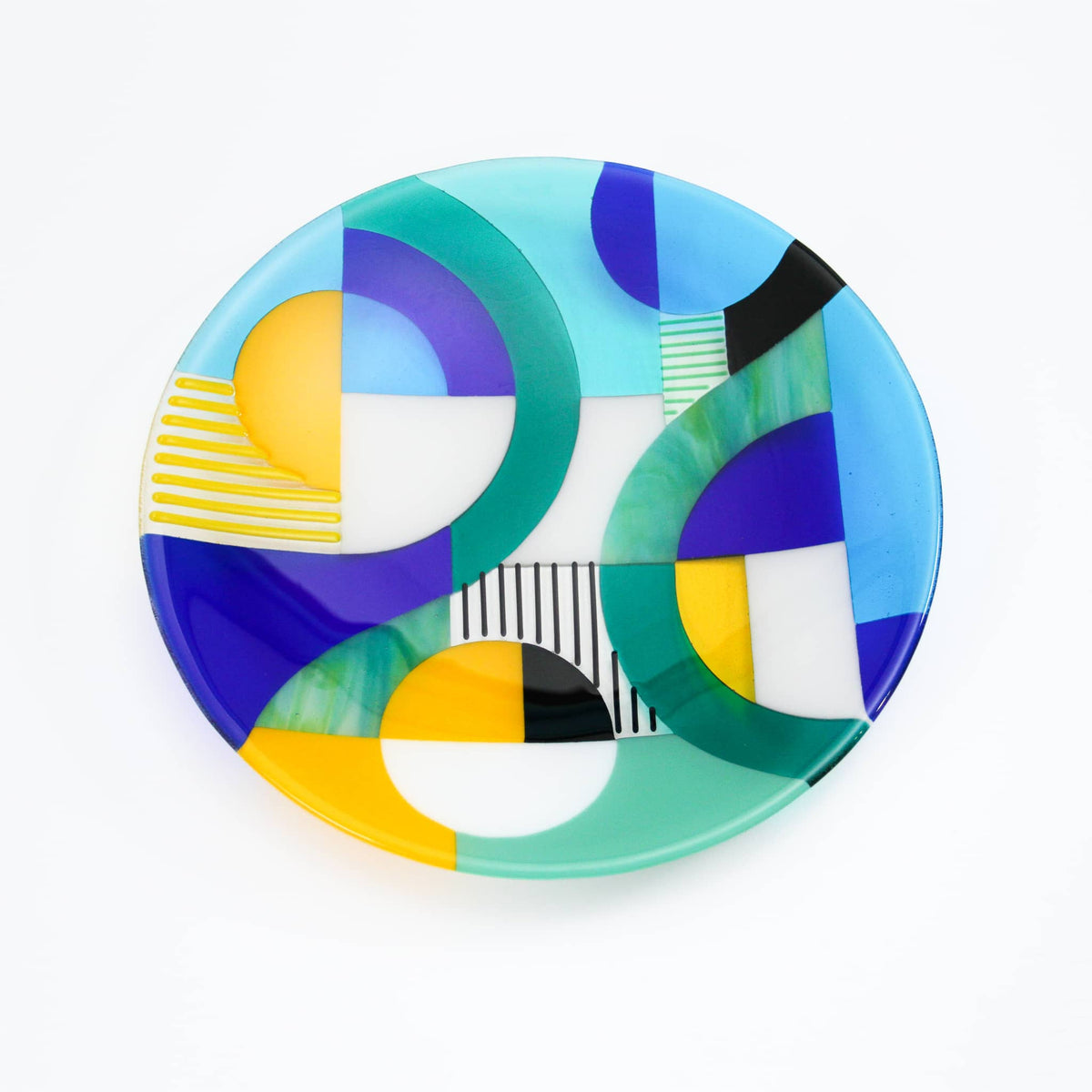 Swirls: Medium round fused glass bowl – Glass Art by Linda